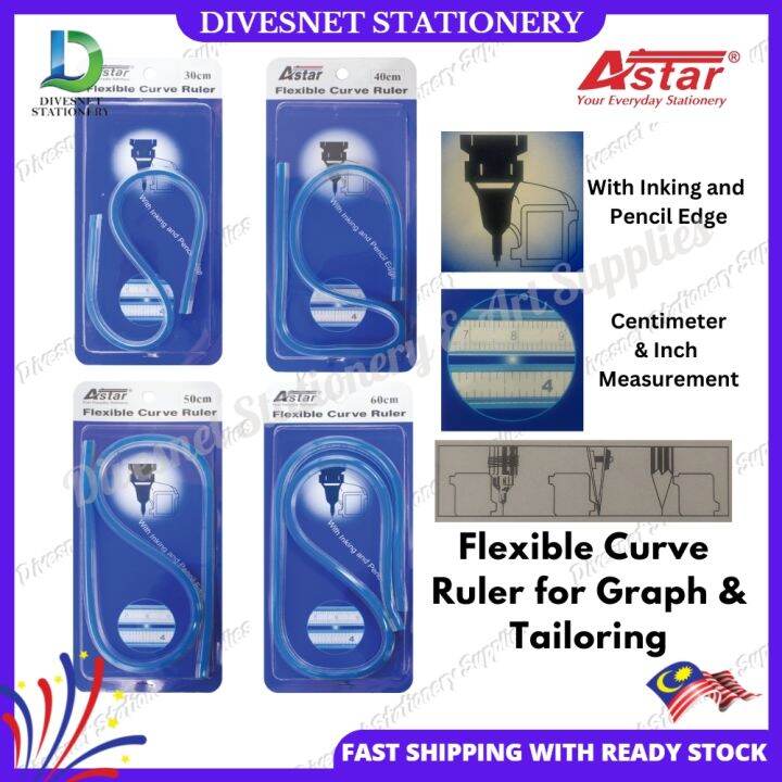 Astar Flexible Curve Ruler For Graph and Tailoring 30cm/40cm/50cm/60cm ...