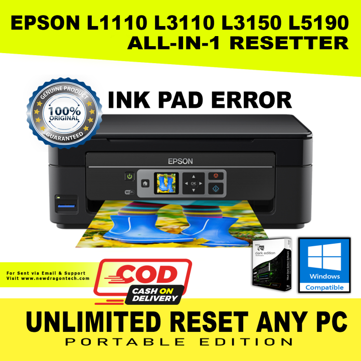 EPSON L1110 L3110 L3150 L5190 RESETTER UNLIMITED RESET ANY PC - DARK ...