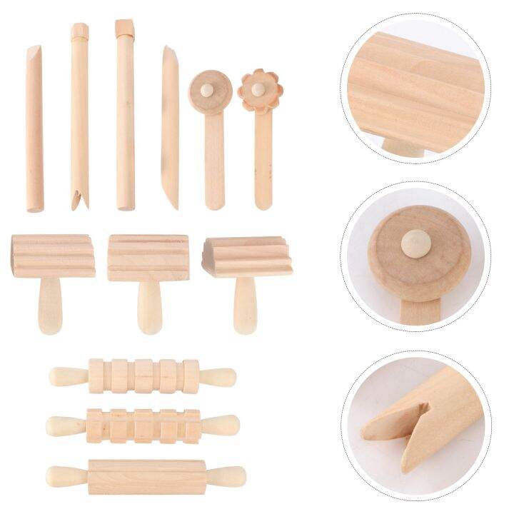 Clay Tools Pottery Pin Wooden Dough Rolling Tool Kids Sculpting Set ...