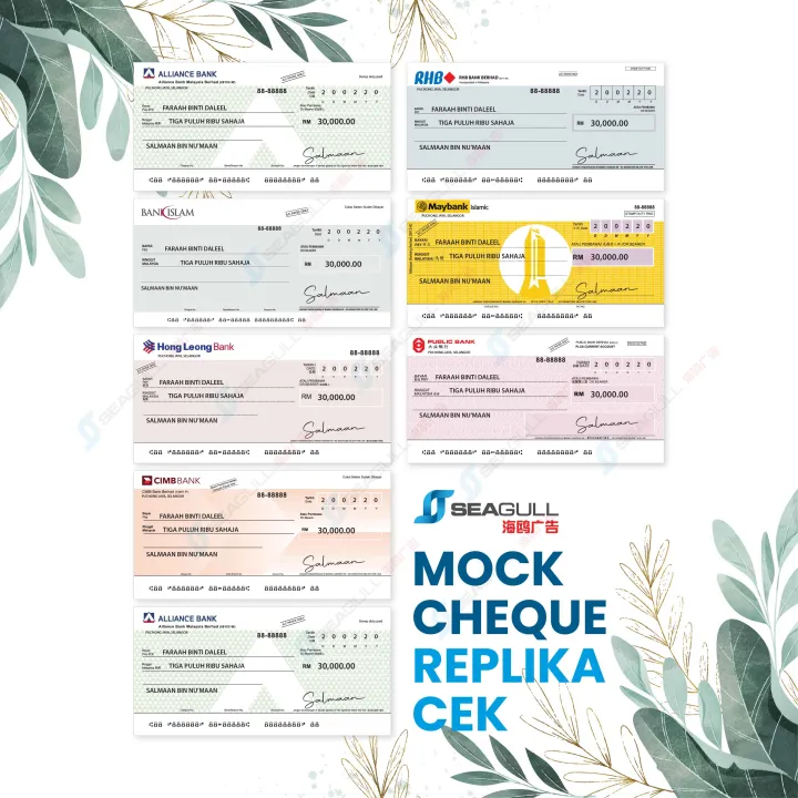 Mock Cheque / Replika Cek / Cek Hantaran / Fake Cheque Print On Thick ...