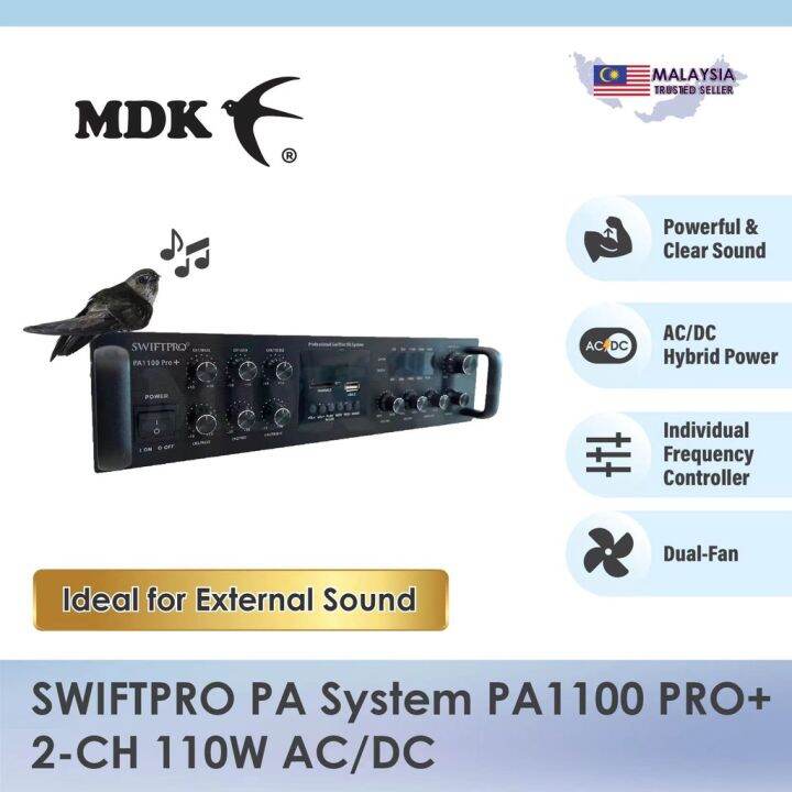 Swiftpro PA System PA1100 PRO+ 2-Channel AC/DC Hybrid 2 Frequency Control | Lazada