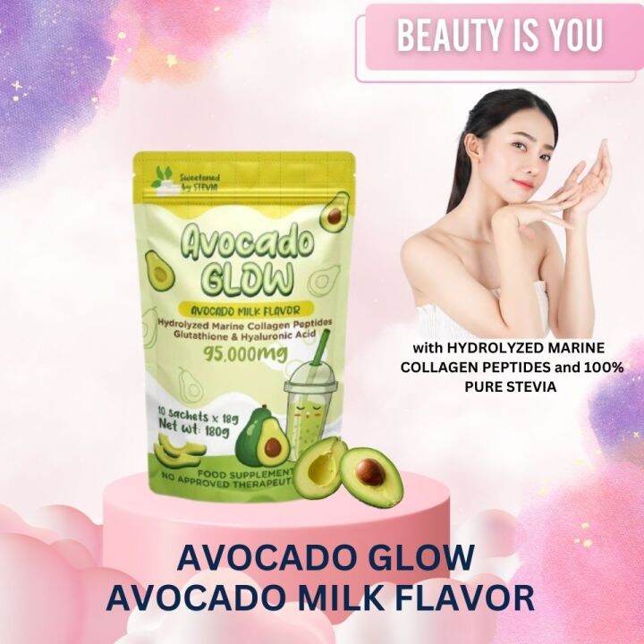 ORIGINAL AVOCADO GLOW HYDROLYZED MARINE COLLAGEN PEPTIDES GLUTATHIONE ...