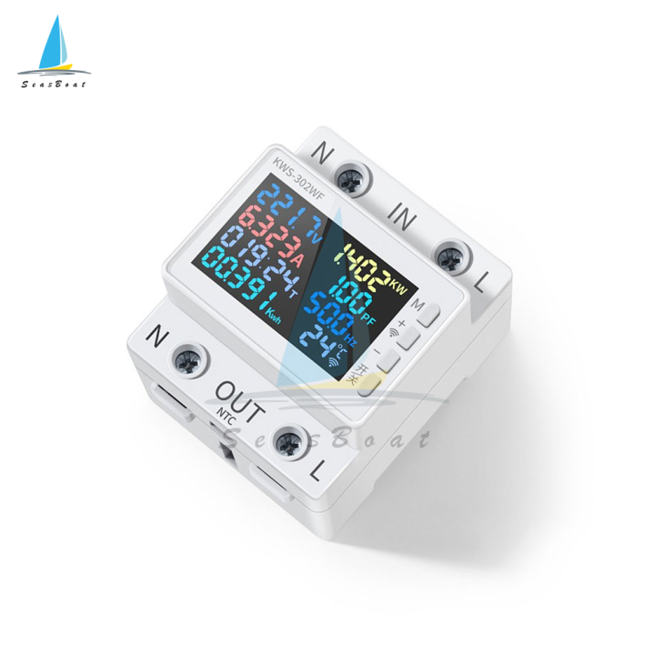 KWS-302WF เรือทะเลแบบ AC170-300โวลต์มิเตอร์วัดพลังงานรางดินแบบมัลติฟังก ...
