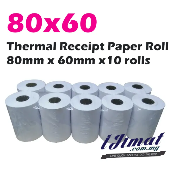 Thermal Paper Roll 80mm x 60mm (10 Rolls) Cash Register Receipt POS ...