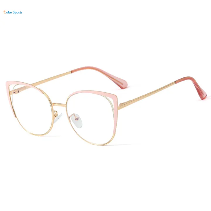 cube Stylish Anti-Blue Light Glasses with Silicone Nose Pads Cat Eye ...