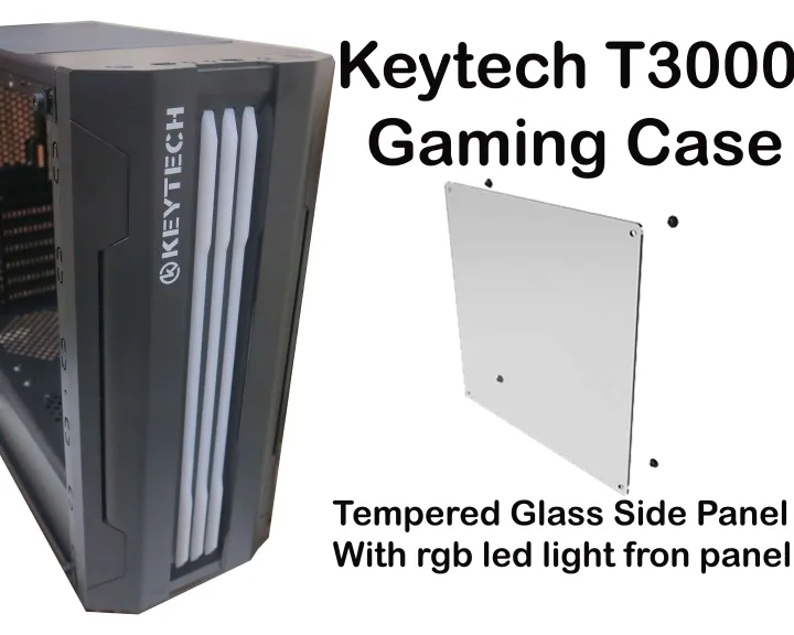 Keytech T3000 Model Series Gaming Case Tower Transparent Side Panel ATX ...