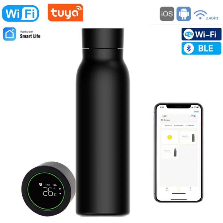 TUYA Smart Water Bottle 24-hour Insulation Cup Drinking Water ...