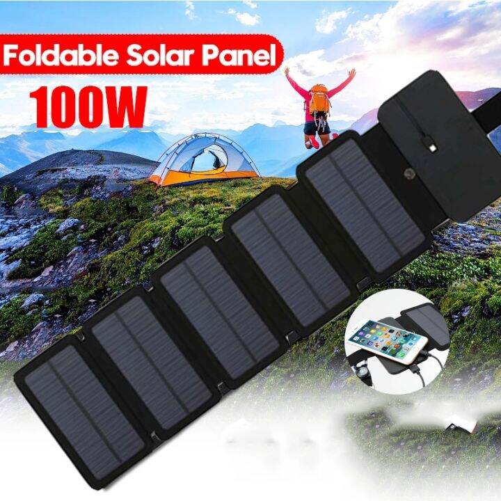 100W Foldable Solar Panel USB Solar Cells 12V Solar Charger Output ...