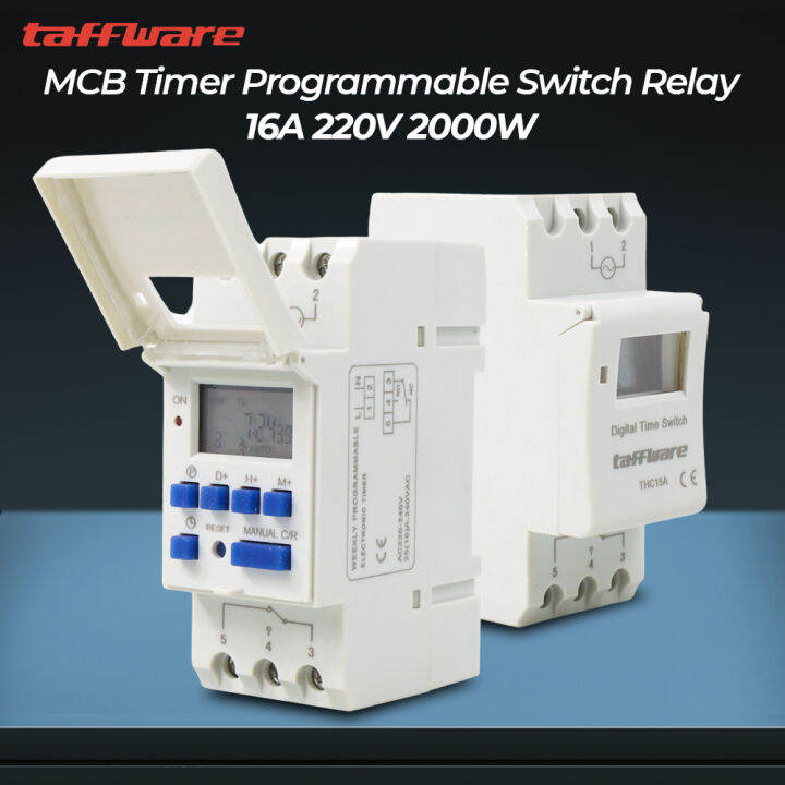 Taffware Mcb Power Timer Programmable Time Switch Relay 16a 220v 2000w