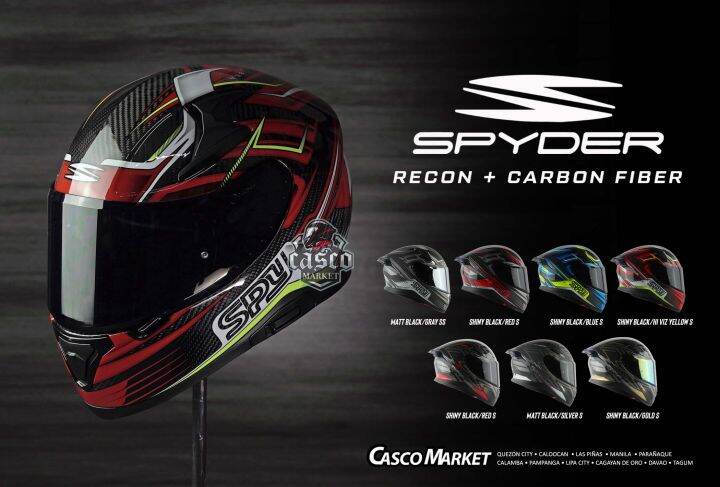 SPYDER RECON+ CARBON FIBER SERIES G FULL FACE DUAL VISOR MOTORCYCLE ...