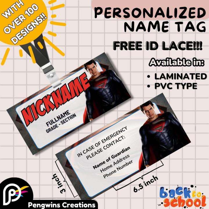 SUPERHEROES Designs - Customized PVC or LAMINATED School Name Tag for ...
