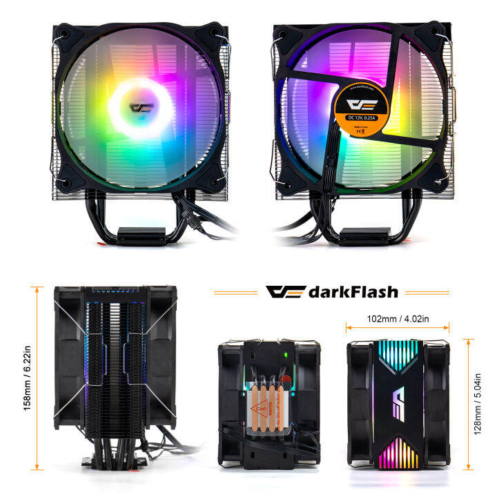 DarkFlash Computer Case CPU Cooler Radiator Aluminum 12V Processor ...