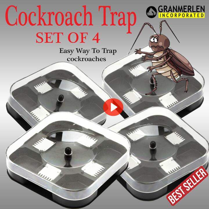 Set of 4 Roach Killer, Non-Toxic Cockroaches Trap Reusable & Physical ...