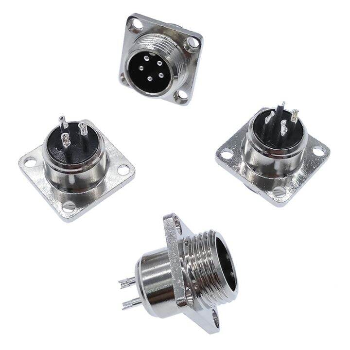 GX12 aviation connector square base flange socket 2 pin 3pin 4pin 5pin ...
