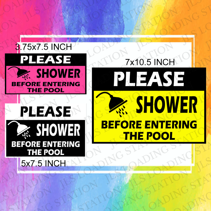 PLEASE SHOWER BEFORE ENTERING THE POOL (LAMINATED/PVC) SIGNAGE | Lazada PH