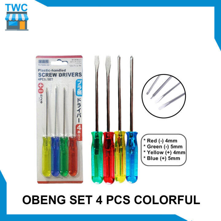 Obeng Set 4 Pcs Screw Driver Tools Plus Minus +/- 4mm 5mm Multifungsi ...
