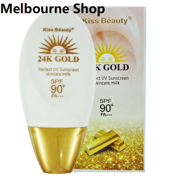 kiss beauty 24k gold perfect uv sunscreen skincare milk SPF90+PA++ | Lazada