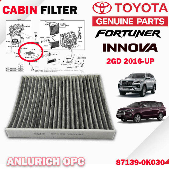 TOYOTA GENUINE AIRCON/CABIN FILTER For Toyota Fortuner/Innova 2GD 2016 ...