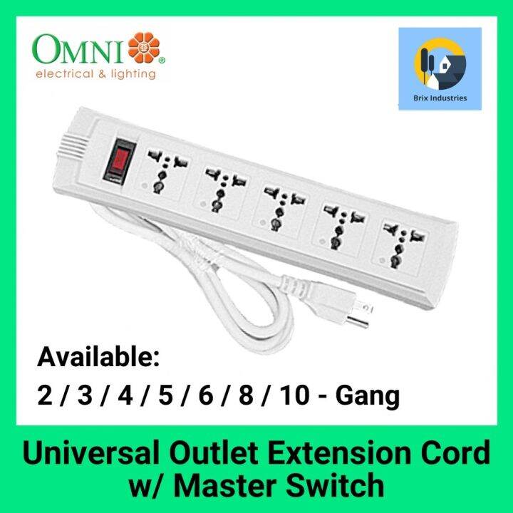 Omni Universal Outlet Extension Cord with Master Switch 1.83m Cord ...