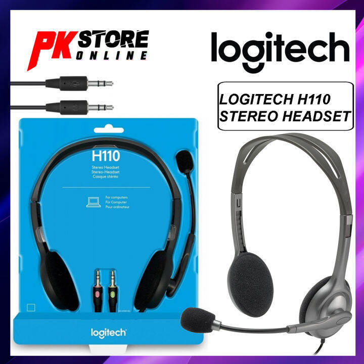 LOGITECH H110 STEREO HEADSET 3.5MM PLUGS VERSATILE DESIGN NOISE ...
