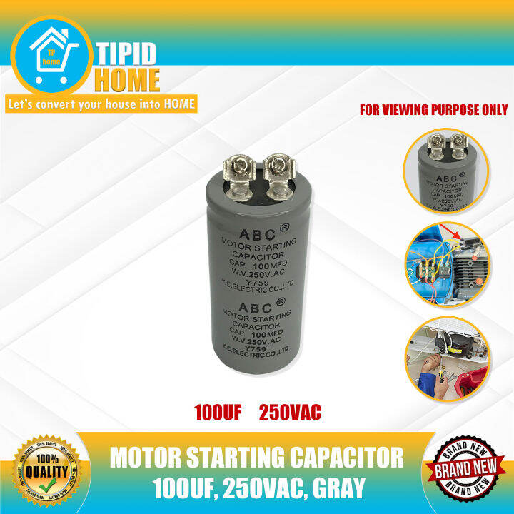 MOTOR STARTING CAPACITOR 100UF, 250VAC, GRAY | Lazada PH