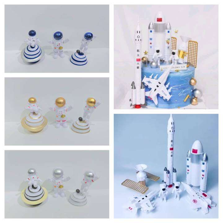 Topper Kue Cake Astronot Luar Angkasa Planet Roket Hiasan Ulang Tahun ...