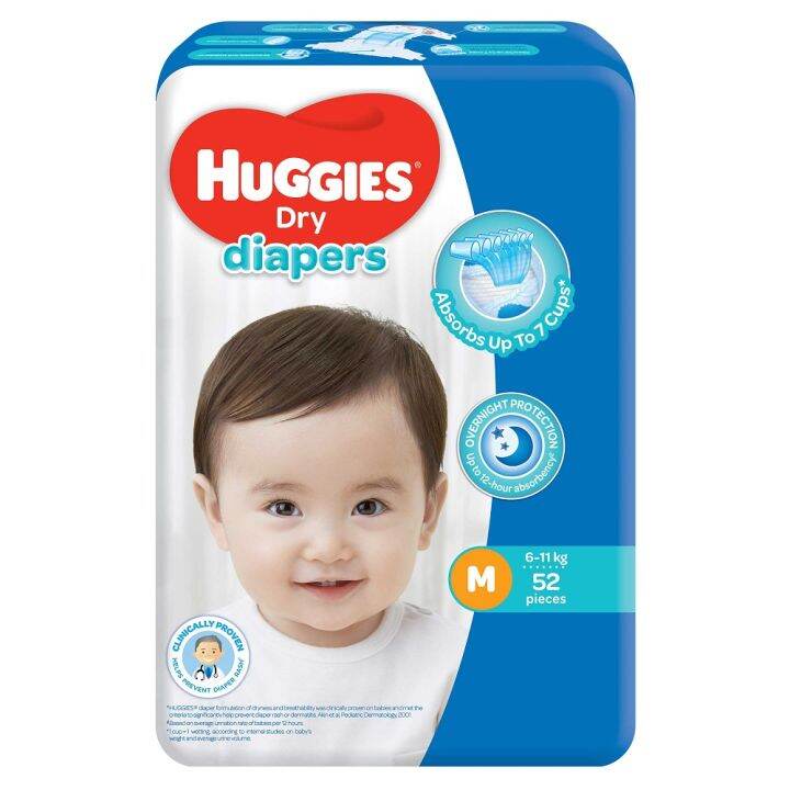 Huggies Dry Tape Diaper Medium 6-11kg 52s | Lazada PH