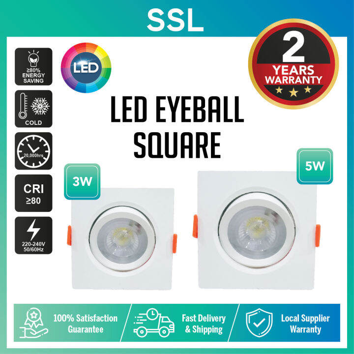 3W 5W LED RECESSED EYEBALL SPOTLIGHT SQUARE | Lazada
