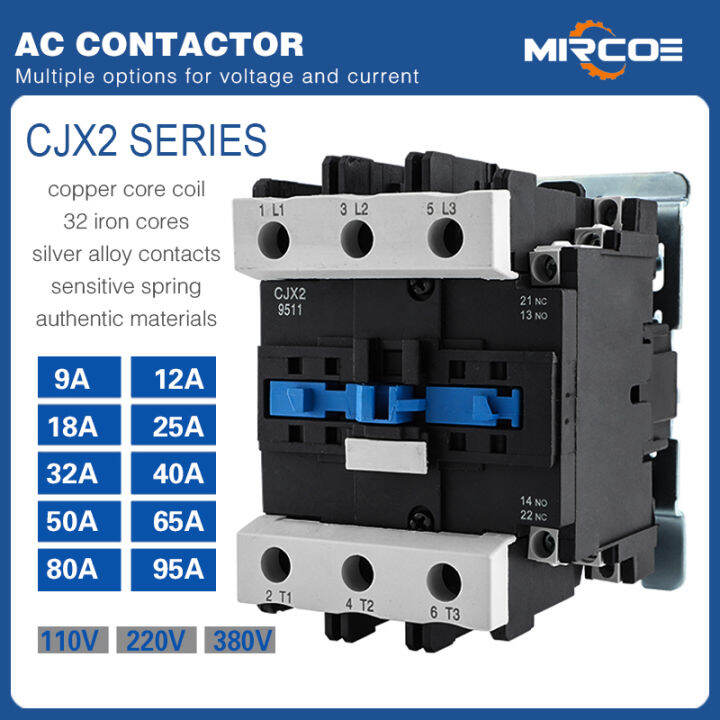 9A to 95A AC Magnetic Contactor CJX2(LC1-D) for Motor Starter and Electrical Control Panel 220V ...
