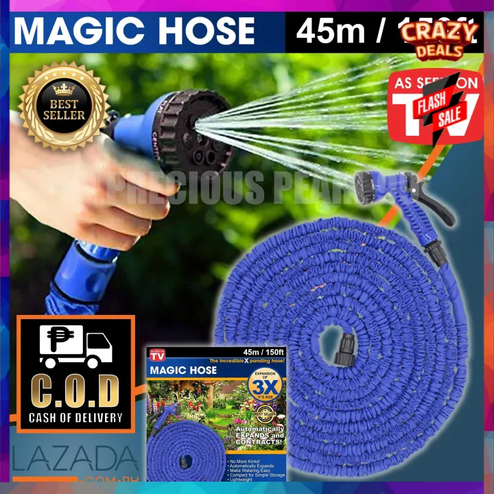 Magic Hose 45m 150ft Expandable Flexible Plastic Hose With Spray Gun ...