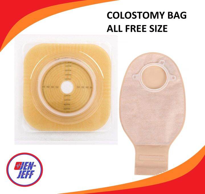 COLOSTOMY BAG with clip, base, and bag 1 Set UNIVERSAL SIZE: CAN BE CUT ...
