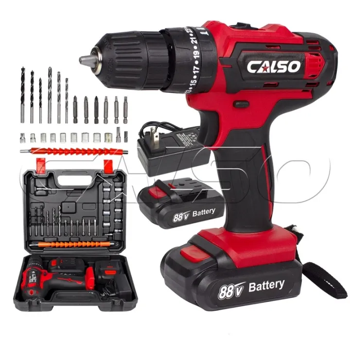 CALSO สว่านไร้สาย สว่านแบต 88 V 3 ระบบ มีระบบกระแทก แบตเตอรี่ Li-ion 2 ก้อน พร้อมสายชาร์จ ...