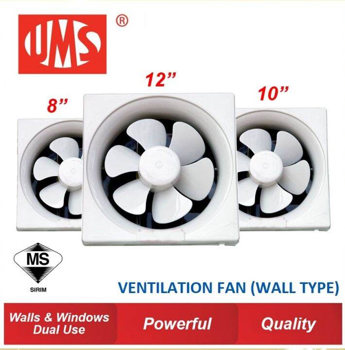 UMS 8" 10" 12" WALL TYPE EXHAUST FAN / VENTILATION FAN (WHITE) MALAYSIA ...