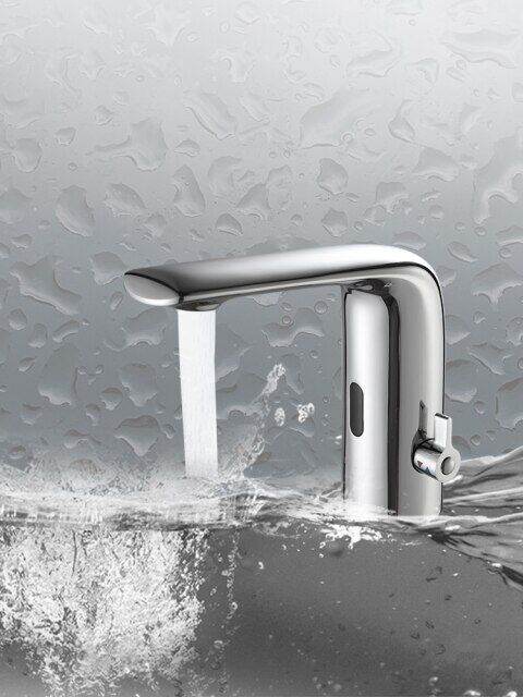 Faucet Basin Tap Sink Bathroom Waterfall Faucet Sensor Free Touch Hands ...
