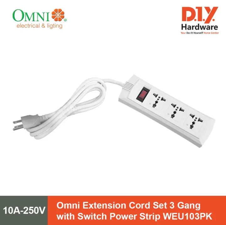 Omni Extension Cord Set 3 Gang with Switch Power Strip WEU103PK | Lazada PH