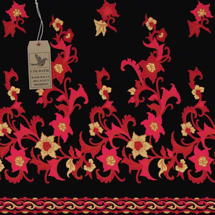 kain batik - Motif Batik Bunga Unik Kombinasi Warna Hitam Manis (Pink ...