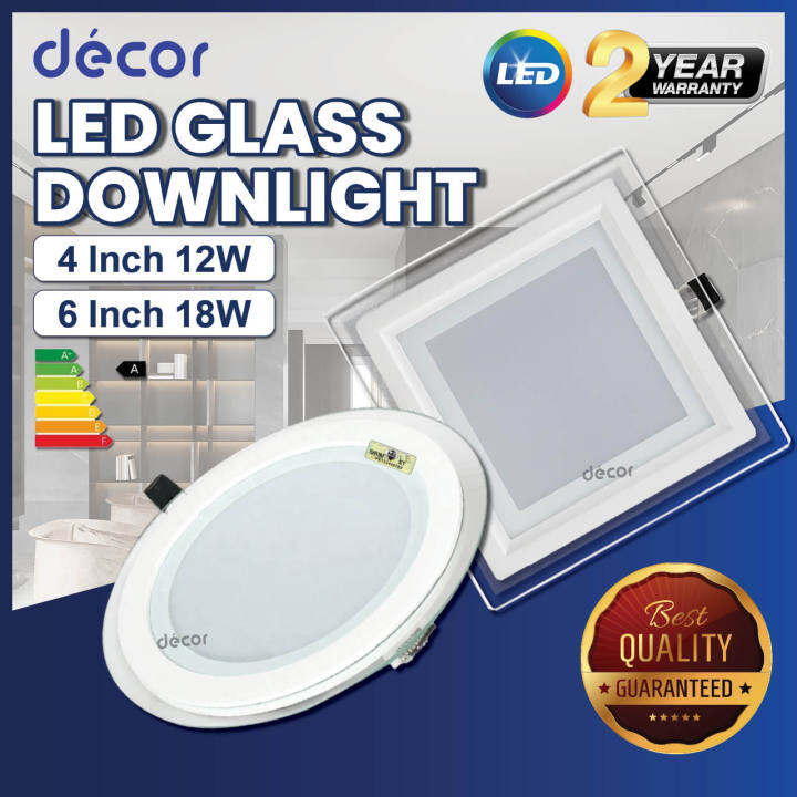 LED Glass Downlight 12W 18W Round Square LED Recessed Light Down Light ...