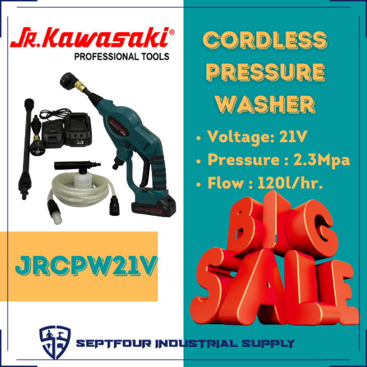 JR Kawasaki 21V 2.3Mpa Cordless Pressure Washer JRCPW21V | Lazada PH