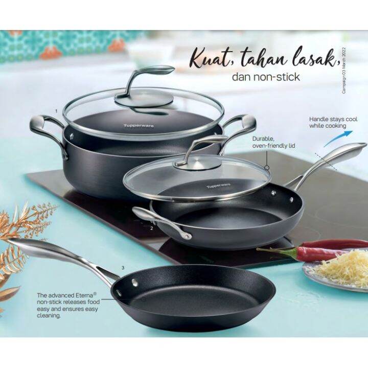 NEW Tupperware Black Series Casserole Pot 4.1L / Black Series Fry Pan ...