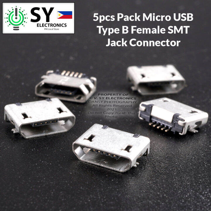 5pcs Pack Micro USB Female SMT Type B Connector Jack Plug Adapter ...