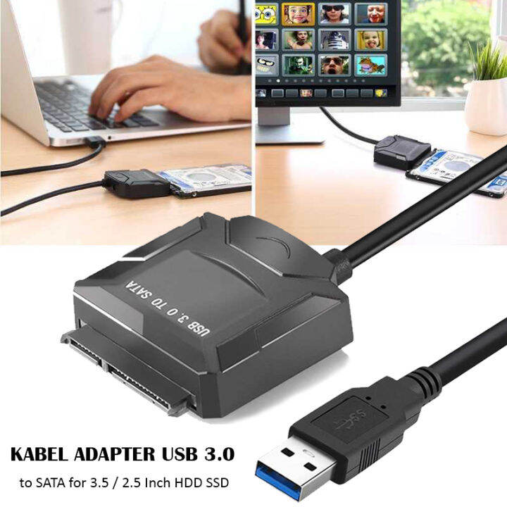 Kabel Adapter USB 3.0 to SATA for 3.5 / 2.5 Inch HDD SSD Adaptor Alat ...