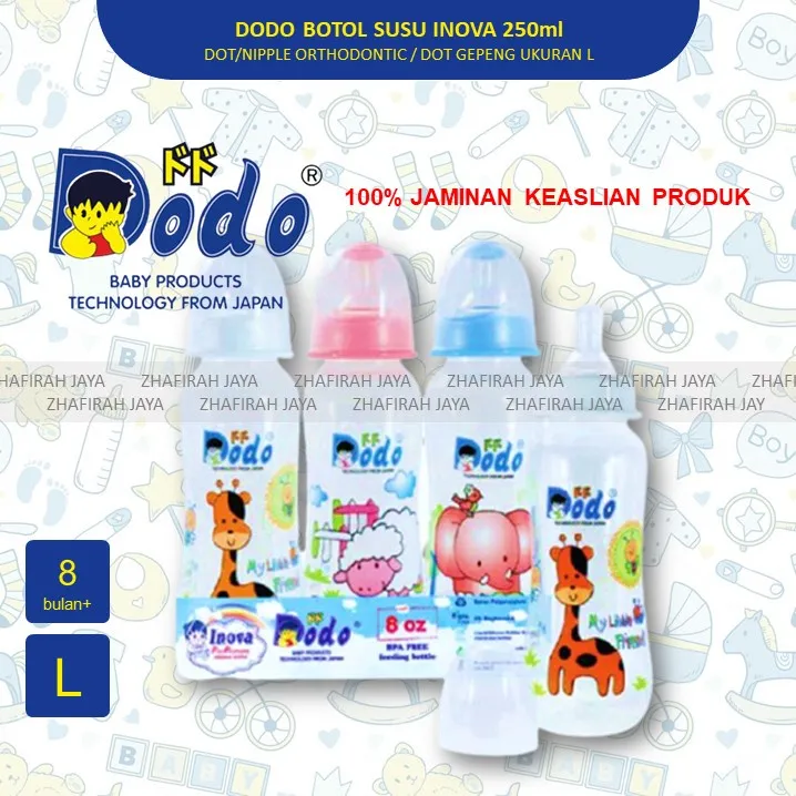 Botol Susu Dodo Dot Orthodontic 250ml Botol Susu Dodo Dot Gepeng