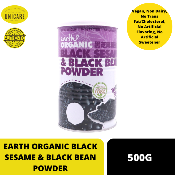 EARTH ORGANIC BLACK SESAME & BLACK BEAN POWDER 500G. Vegan, Non Dairy ...