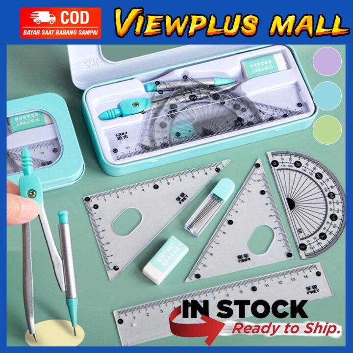 8Pcs Jangka Penggaris Set Lengkap Jangka Matematika Sekolah Set Alat ...