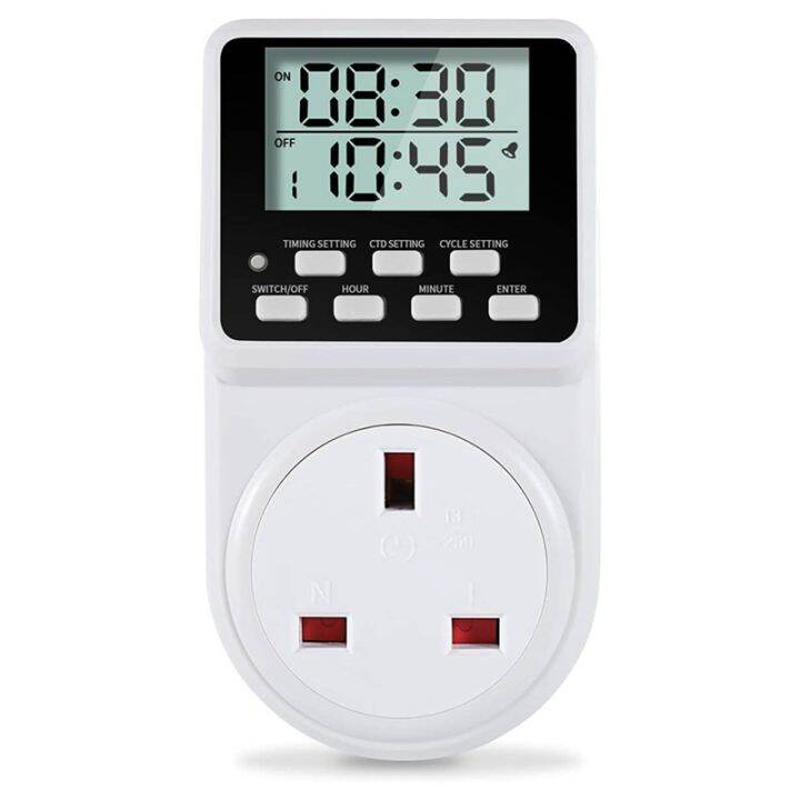 24 Hour Digital Electric Timer Plug Socket With Countdown And On Off