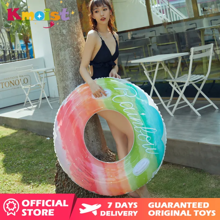 Kmoist สายรุ้งขายดีห่วงยาง PVC เป่าลมได้สำหรับสระว่ายน้ำเบาะลอยน้ำฤดูร้อนของเล่นปาร์ตี้ชายหาด ...