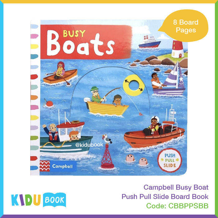 Buku Anak Campbell Busy Boat Push Pull Slide Board Book Kidu Baby ...