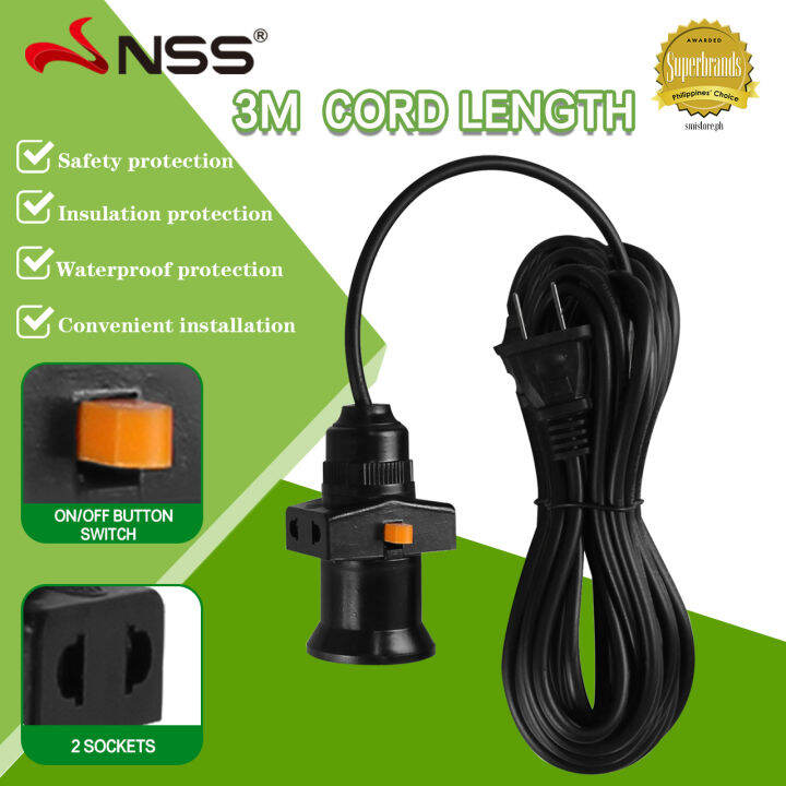 NSS E27 Lamp Bulb Holder Cord Extension LED Light Bulb Edison Screw ...