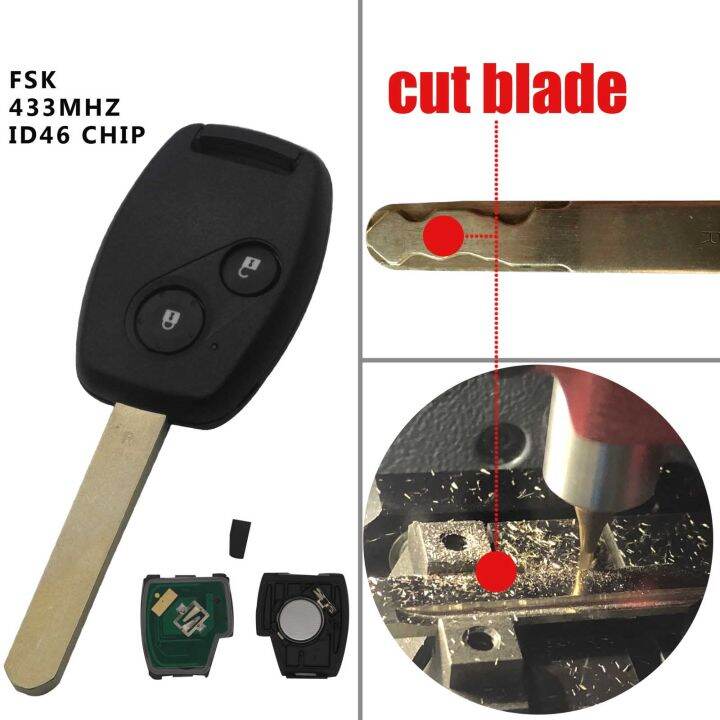 jingyuqin FSK 433MHZ With ID46 Chip 2/3 Buttons Remote Car Key Fob For ...