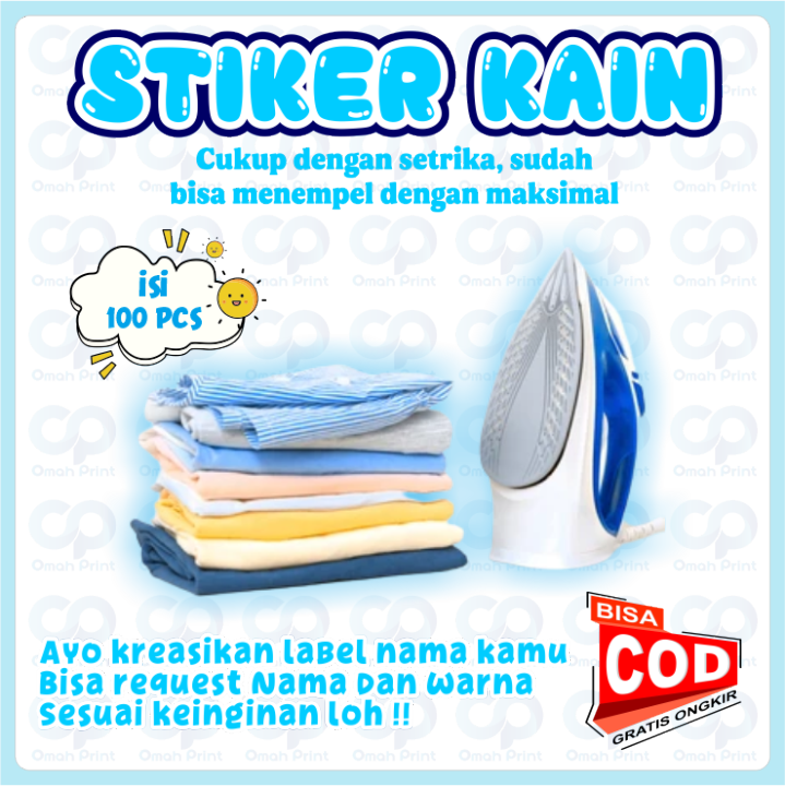 ( 1 Hari Jadi ) Stiker Kain Custom 100pcs . Stiker Label Nama Kain Baju ...